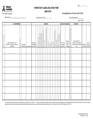 Fillable Online RESPIRATORY ILLNESS LINE LISTING FORM Fax Email Print ...