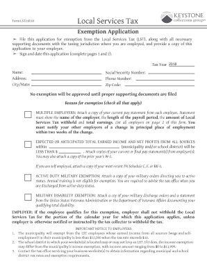 Fillable Online Local Services Tax (LST) Exemption Certificate Fax ...