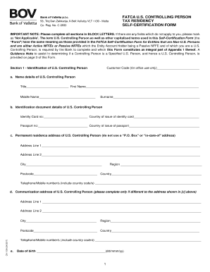 Fillable Online fatca us controlling person tax residency self-certification form Fax Email ...