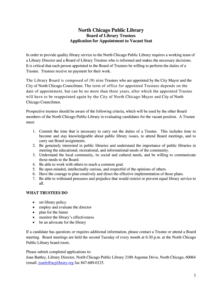 Fillable Online Trustee Application Example Fax Email Print - pdfFiller