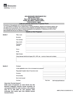 Axa Mansard Insurance Plc - Fill Online, Printable, Fillable, Blank ...