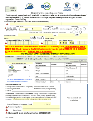 Fillable Online This biometric screening is only available to employees ...