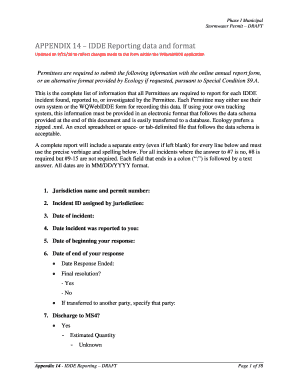 Fillable Online fortress wa APPENDIX 14 IDDE Reporting data and format Fax Email Print - pdfFiller