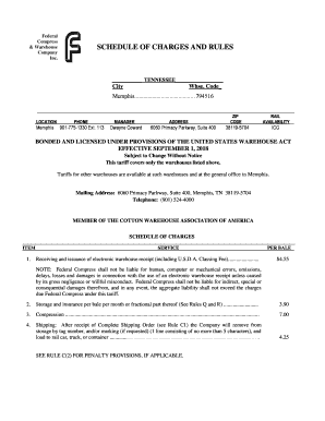 Fillable Online SCHEDULE OF CHARGES AND RULES Fax Email Print - pdfFiller