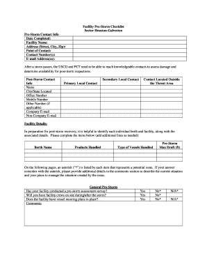 Fillable Online Facility Pre-Storm Checklist Fax Email Print - pdfFiller