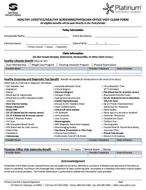 Fillable Online Wellness Claim Form - Healthy Lifestyle Diagnostic Test ...