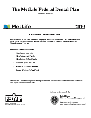 Fillable Online The MetLife Federal Dental Plan 2019. A Nationwide ...