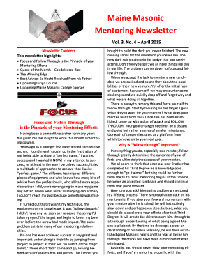 Fillable Online Maine Masonic Mentoring Newsletter Fax Email Print ...