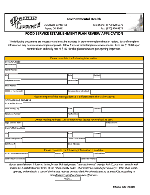 Fillable Online Retail Food Establishment Plan Review Form - Tri-County Health... Fax Email ...