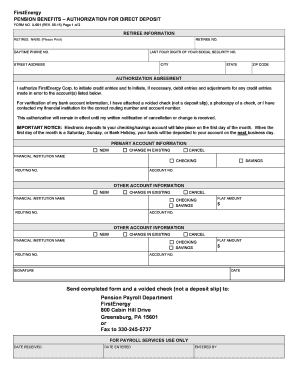 Fillable Online Send completed form and a voided check - FirstEnergy ...