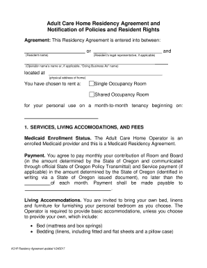 Fillable Online Adult Care Home Residency Agreement and Fax Email Print ...