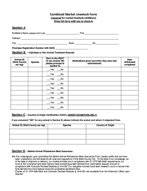 Fillable Online Combined Market Livestock Form Fax Email Print - pdfFiller