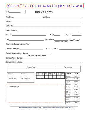 Fillable Online Intake Form - English Language School Fax Email Print ...