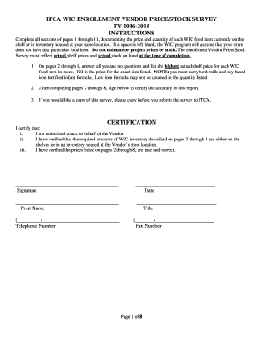 Fillable Online ITCA WIC ENROLLMENT VENDOR PRICE/STOCK SURVEY Fax Email ...
