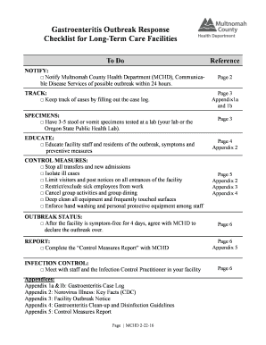Fillable Online Gastroenteritis Outbreak Response Checklist for Long ...