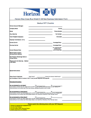 Fillable Online Horizon Blue Cross Blue Shield 51-99 New Business ...