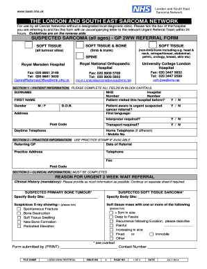 Fillable Online Sarcoma Suspected Cancer Referral - UCLH Fax Email ...