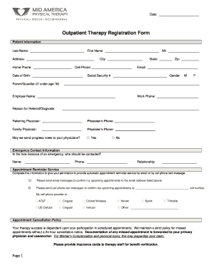 Fillable Online Outpatient Therapy Registration Form Fax Email Print ...