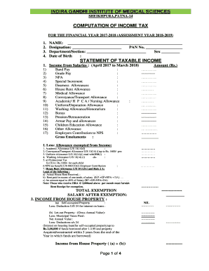 Fillable Online Income Tax Computation Form for FY 2017 - Indira Gandhi ...