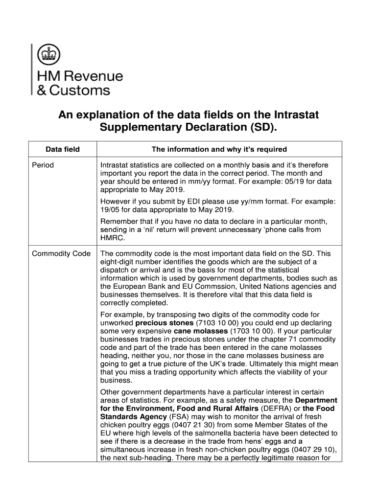 Fillable Online An explanation of the data fields on the Intrastat ...