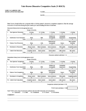 Fillable Online Yale-Brown Obsessive Compulsive Scale (Y ... - Lori ...