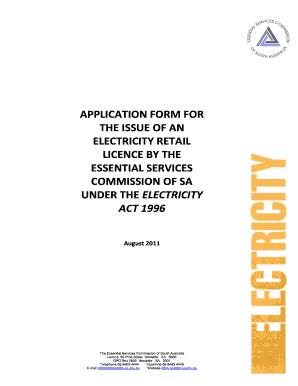 Fillable Online APPLICATION FORM FOR THE ISSUE OF AN ELECTRICITY RETAIL ...