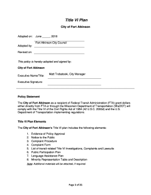 Fillable Online Title VI Template - WisDOT Transit Compliance. Title VI ...