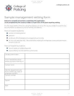 Fillable Online Sample management vetting form - National Police ...