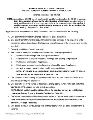 Fillable Online INSTRUCTIONS FOR ZONING VARIANCE APPLICATION Fax Email ...