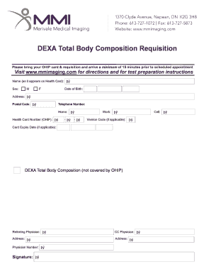 Fillable Online DEXA Total Body Composition Requisition - Merivale ...