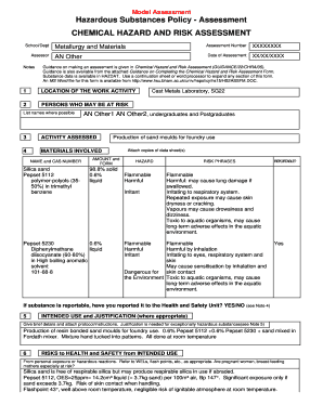 Fillable Online Hazardous Substances Policy - Assessment form Fax Email ...