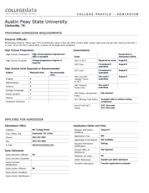 Fillable Online Austin Peay State University Admissions Print Version Fax Email Print - pdfFiller