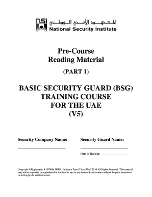 Fillable Online BASIC SECURITY GUARD (BSG) TRAINING COURSE FOR THE UAE ...