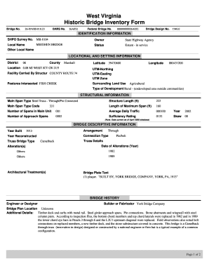 Fillable Online Historic Bridge Inventory Form Fax Email Print - pdfFiller