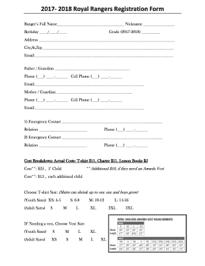 Fillable Online 2017- 2018 Royal Rangers Registration Form Fax Email ...