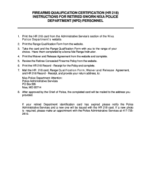 Fillable Online . HR 218 Firearms Qualification Forms Fax Email Print ...