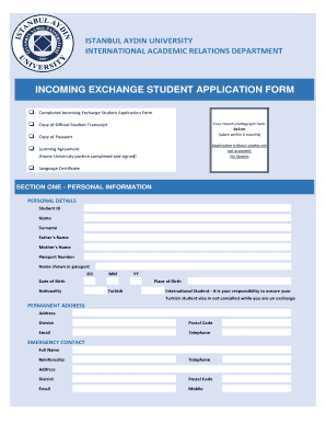 Fillable Online q Completed Incoming Exchange Student Application Form Fax Email Print - pdfFiller