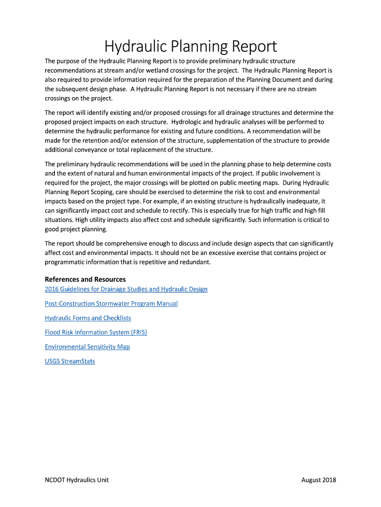 Fillable Online Hydraulics Planning Report SOW Fax Email Print - pdfFiller