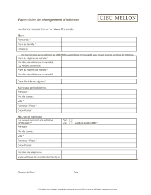 Fillable Online Formulaire de changement d'adresse - CIBC Mellon Fax ...