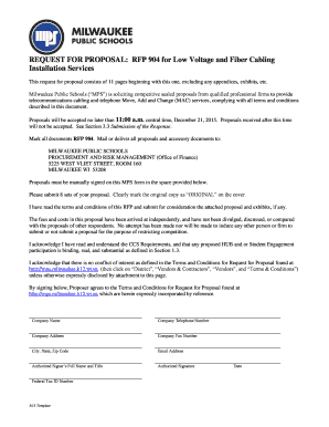 Fillable Online REQUEST FOR PROPOSAL: RFP 904 for Low Voltage and Fiber ...
