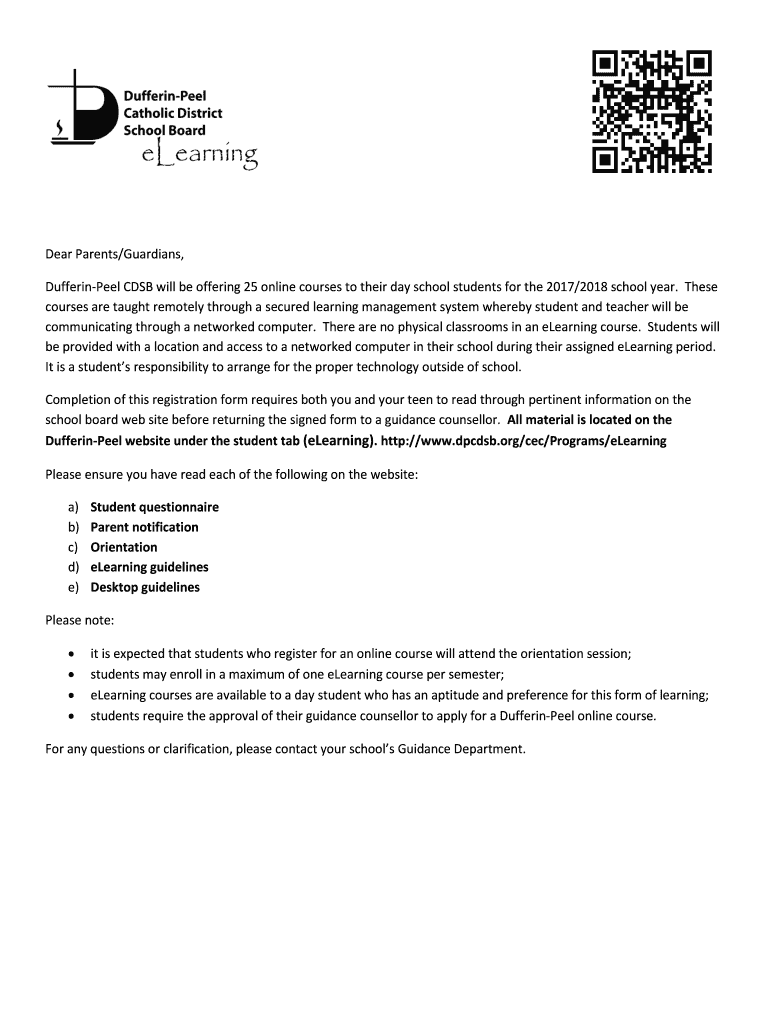 Fillable Online (eLearning) - Dufferin-Peel Catholic District School ...