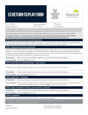 Fillable Online EC RETURN TO PLAY FORM - equestrian.ca Fax Email Print ...