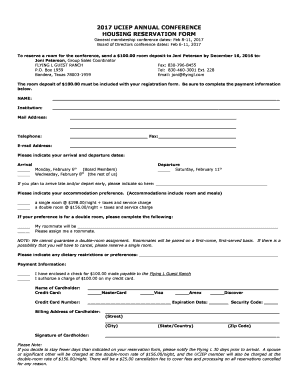 Fillable Online 2017 uciep annual conference housing reservation form Fax Email Print - pdfFiller