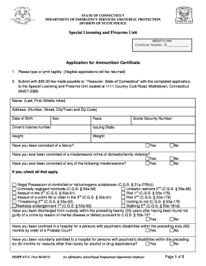 Fillable Online Application for Ammunition Certificate Fax Email Print - pdfFiller