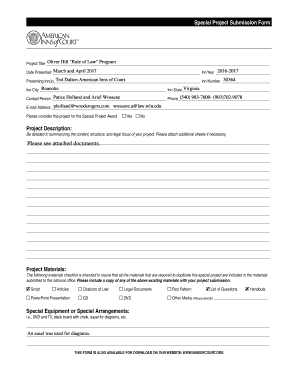 Fillable Online Special Project Submission Form Fax Email Print - pdfFiller