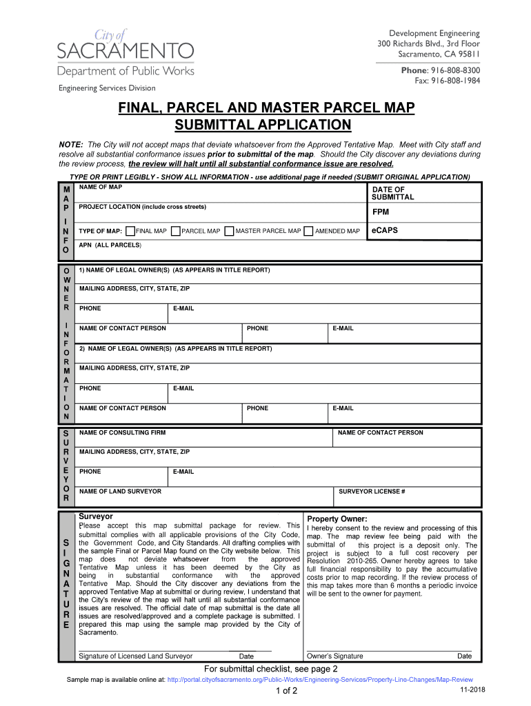 Fillable Online final, parcel and master parcel map submittal ...