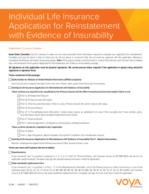 Fillable Online Individual Life Insurance Application for Reinstatement ...