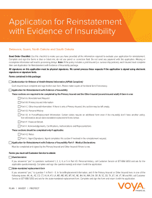 Fillable Online Individual Life Insurance Application for Reinstatement ...
