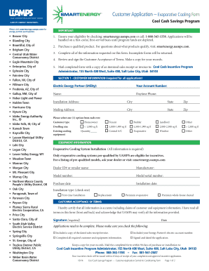 Fillable Online Customer Application Evaporative Cooling Form Fax Email ...