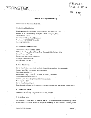Fillable Online Section 5 - 510(k) Summary Fax Email Print - pdfFiller